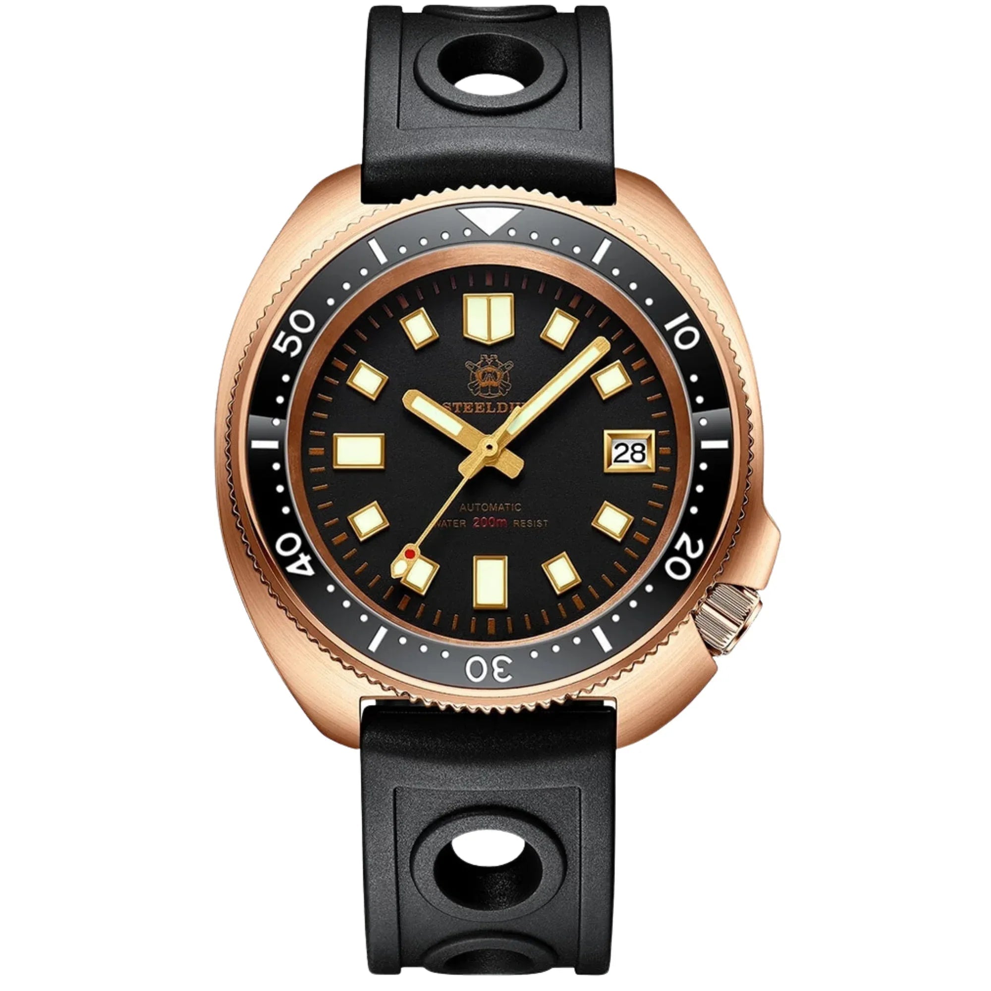 Steeldive SD1970S Bronze 6105 Turtle Diving Watch V2 With Black Holer ...